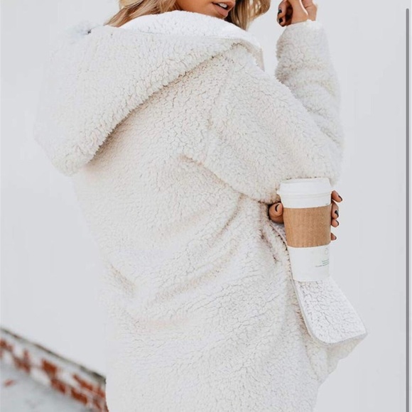 Jackets & Coats | Off White Teddy Women Jacket Hooded Plush Coat | Poshmark